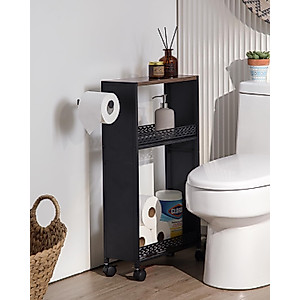 OhuaCason Toilet Paper Holder Stand for Small Bathroom Storage:Skinny Bathroom Storage Cabinet for Small Spaces Tiny Apartment