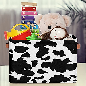 Cube Storage Bins Cow Print Storage Basket Fabric Rectangle Storage Bins Collapsible Nursery Storage Bin Organizer Basket Storage Box for Shelves, Closet