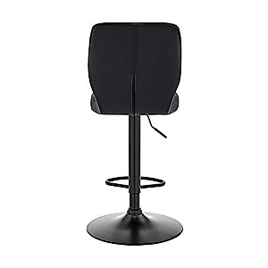 Armen Living Bardot Adjustable Height Black Faux Leather Swivel Bar Stool