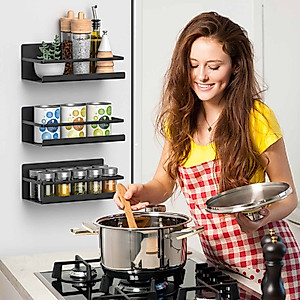 Rasupro 2 Pack Magnetic Spice Rack Organizer, Enduring Magnetic Spice Rack for Refrigerator Easy Install, Perfect Magnetic Shelf for Kitchen Organization, Seasoning Magnet Fridge Spice Shelf