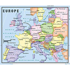 US and World Desk Map (13" x 18" Laminated) for Students, Home or Classroom Use by Lighthouse Geographics