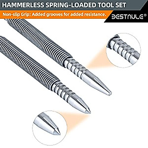 BESTNULE 4-Piece Nail Setter Dual Head Nail Set & Dual Head Center Punch & Hammerless Cold Chisel & Hinge Pin Remover Punch Set, Nail Setter Features 1/8-in, 3/32-in, 3/16-in, 1/16-in, 5/16-in, 1/8-in