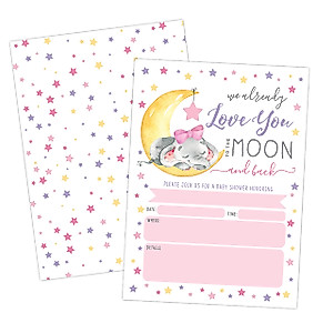 Your Main Event Prints Greeting Card, Baby Shower Invitation, Elephant, 20 Invitations and Envelopes