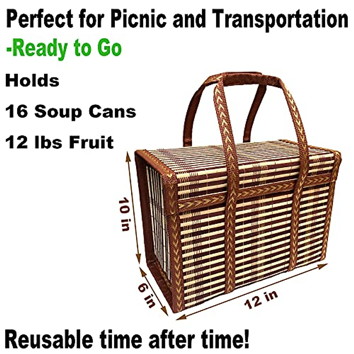 Picnic Basket for 2 with lid Handle,Picnic Baskets Empty for Gifts Cheap-Foldable