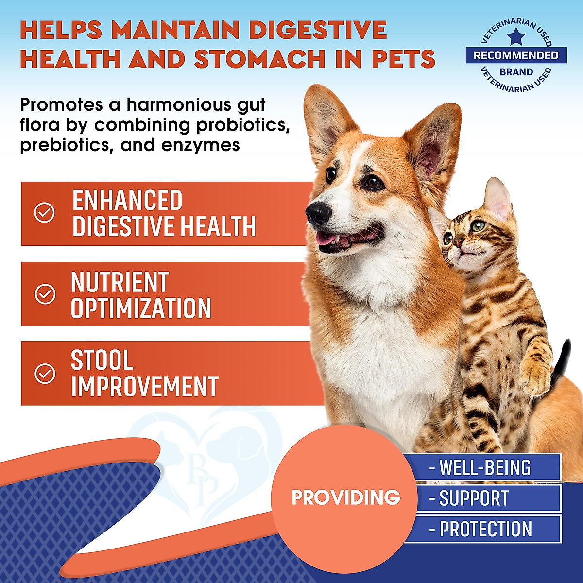 Probiotics & Prebiotics with Enzymes for Dogs and Cats - Digestive Gut Flora Health Pet Food Supplements - Constipation & Diarrhea and Gas Home Remedy - Upset Stomach Relief - Made in USA