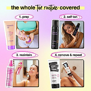 b.tan Violet Base Self Tanner Mousse | Love At First Tan - Best, 1 Hour Express Sunless Tanning Foam, Cancels Orange Tones, Dark Bronzing Glow, No Fake Tan Smell, Face & Body, 6.7 Fl Oz