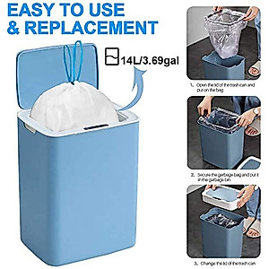 Inductive Trash Can,Touchless Sensor Trash Can 14 Liter/3.7 Gallon Large Capacity Trash Can with Lid, Automatic Sensor Waste Basket for Kitchen Home Office Bedroom