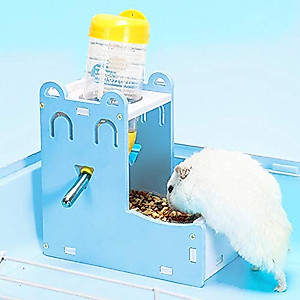 Restokki Hamster Automatic Feeder Dispenser Two-in-One Hanging Automatic Drinking Water for Bunny Chinchilla Hedgehog Squirrel,Small Pet