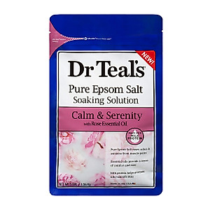 Bundle of Dr Teals Calm & Serenity with Rose Essential Oil (Made with Milk Protein): Pure Epsom Salt Soaking Solution 3 LBS & Foaming Bath 34 FL OZ