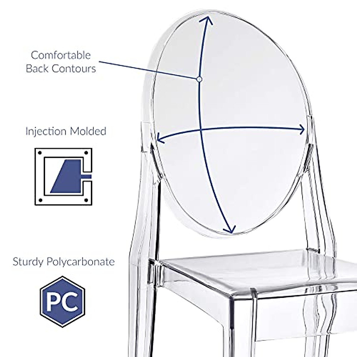 Modway Casper Modern Acrylic Stacking Four Dining Armchairs in Clear