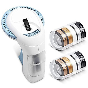 Aken Embossing Label Maker, Omega S Vintage Embossed Labeler, Old School Label Printer, A Protable Handheld Retro Label Maker with 10 Rolls 3D Embossing Label for Home Office DIY, Blue