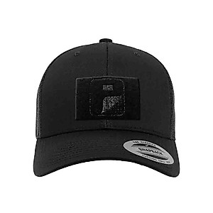 Pull Patch Curved Bill Snapback Trucker Hat | Black Tactical Cap | 2x3 in Loop Surface to Attach Morale Patches