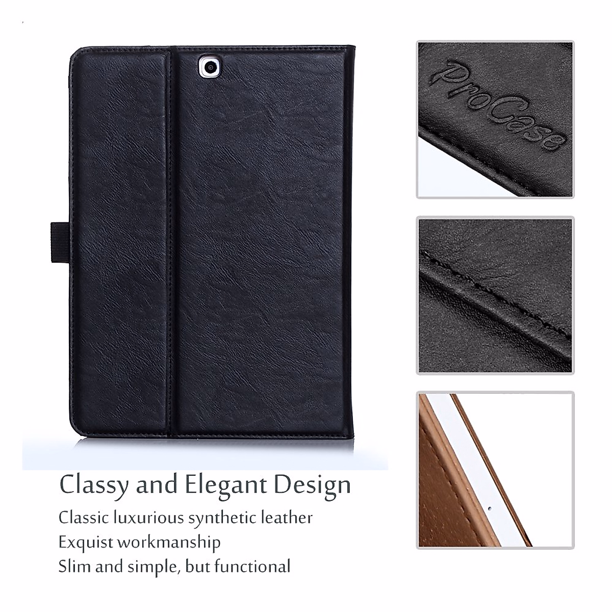 ProCase Galaxy Tab S2 9.7 Case - Leather Stand Folio Case Cover for Galaxy Tab S2 Tablet (9.7 inch, SM-T810 T815 T813) -Black