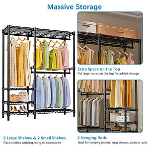 VIPEK V2i Garment Rack for Hanging Clothes, Portable Closet System with 4 Adjustable Shelves & 2 Hanging Rods, Heavy Duty Metal Clothes Rack, Freestanding Wardrobe Closet Rack, Max Load 700lbs