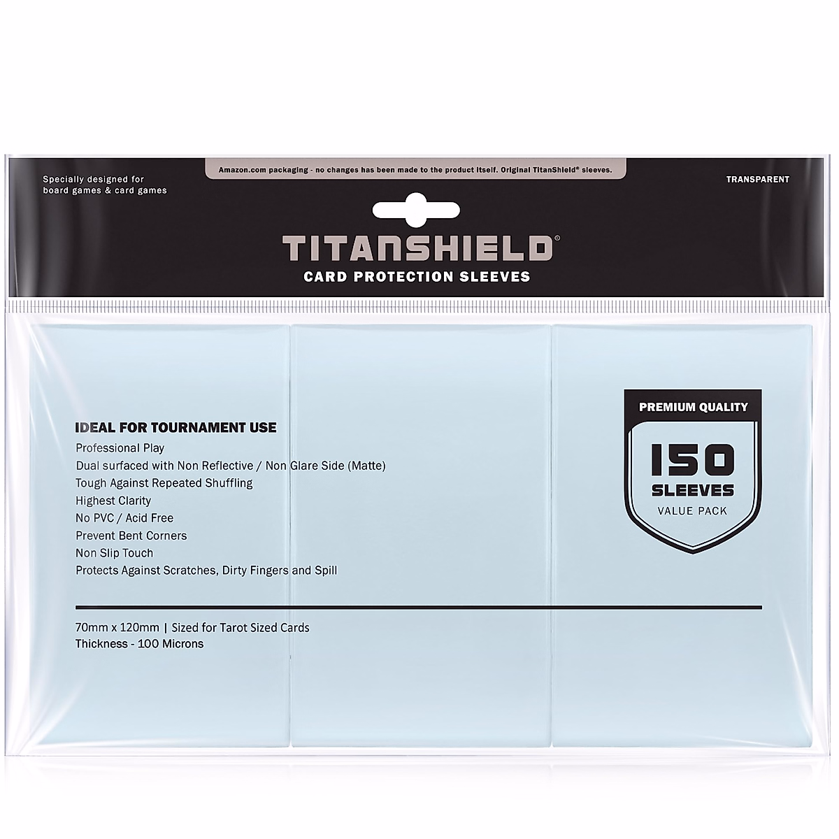 TitanShield (150 Sleeves) Clear Tarot Size Card Sleeves