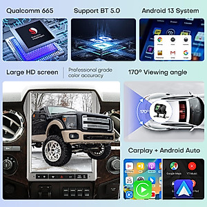 Qualcomm Car Radio for Ford F250 F350 F450 2013 2014 2015 2016 SYNC2 Stereo Android 13 Replacement Carplay Android Auto Upgrade 12.1 Inch 2K IPS Touch Screen Tesla Style Navigation Multimedia Play