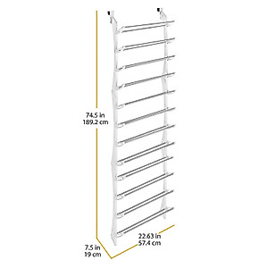 Whitmor Over the Door Shoe Rack, Fold-up Non-slip Bars, 36 Pair, White