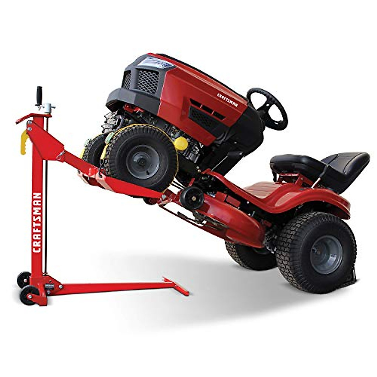 MoJack Craftsman 45099 Lift-500lb Lifting Capacity, Fits Most Residential and Zero Turn Radius Riding Lawn Mowers, Folds Flat for Easy Storage, Use for Mower Maintenance or Repairs, Red