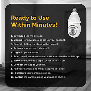 Dot Com Wireless Light Bulb Security Camera - WiFi, Easy to Install, App Controlled Light Socket Security Camera - with Motion Detector, 360 View, 1080P HD, Remote Voice Intercom - Water Resistant