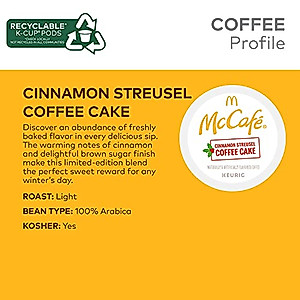 McCafe Cinnamon Streusel Coffee Cake Coffee, Keurig Single Serve K-Cup Pods, 72 Count