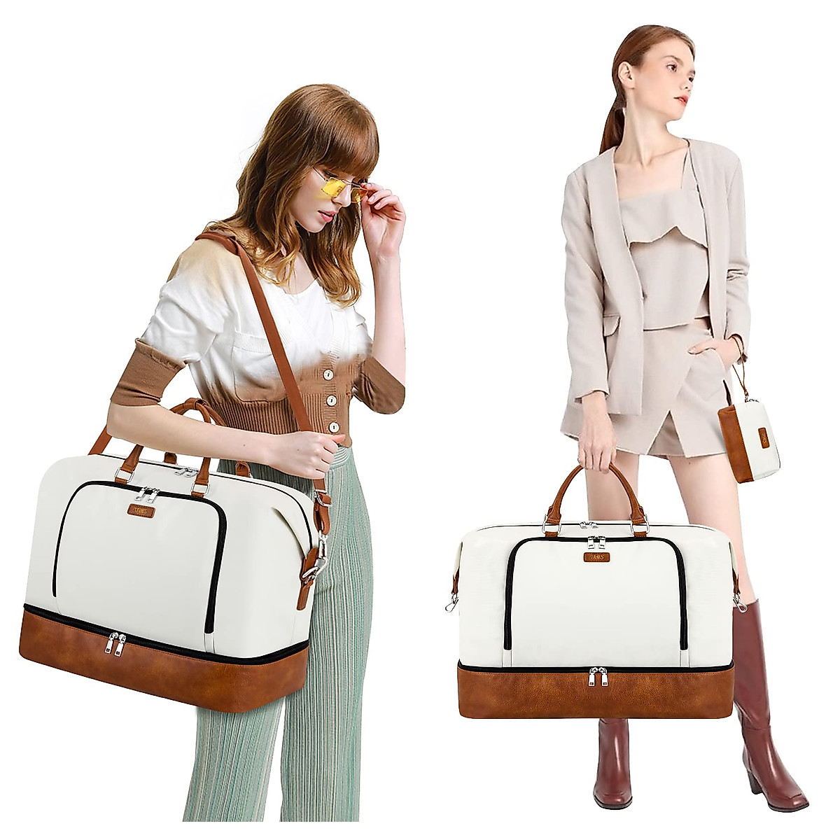 Travel Weekender Bag for Women, Overnight Bag with Shoe Compartment Oversized Travel Duffel Bag Carry On Tote 21"