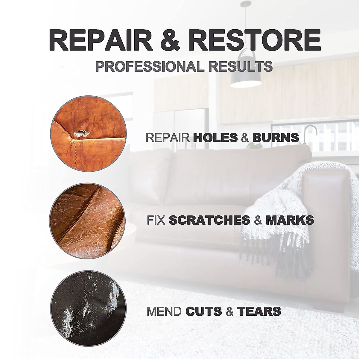 BUDOCI 12 Colors Leather Repair Kit for Furniture, Vinyl Furniture Repair Kit for Car Seats, Jacket, Purse, Leather Shoes, Boat Seat (12 PCS SET)