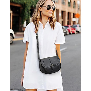 AFKOMST Crossbody Bags for Women,Small Saddle Purse and Boho Cross Body Handbags,Vegan Leather