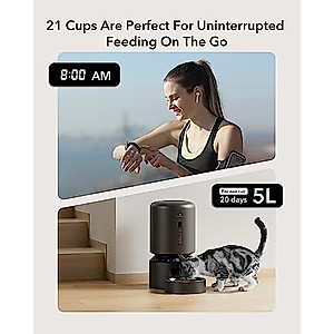 PETLIBRO Automatic Cat Feeder, Automatic Dog Feeder with Freshness Preservation, 5L Timed Cat Feeders for Dry Food, Up to 6 Meals Per Day, Granary Pet Feeder for Cats/Dogs