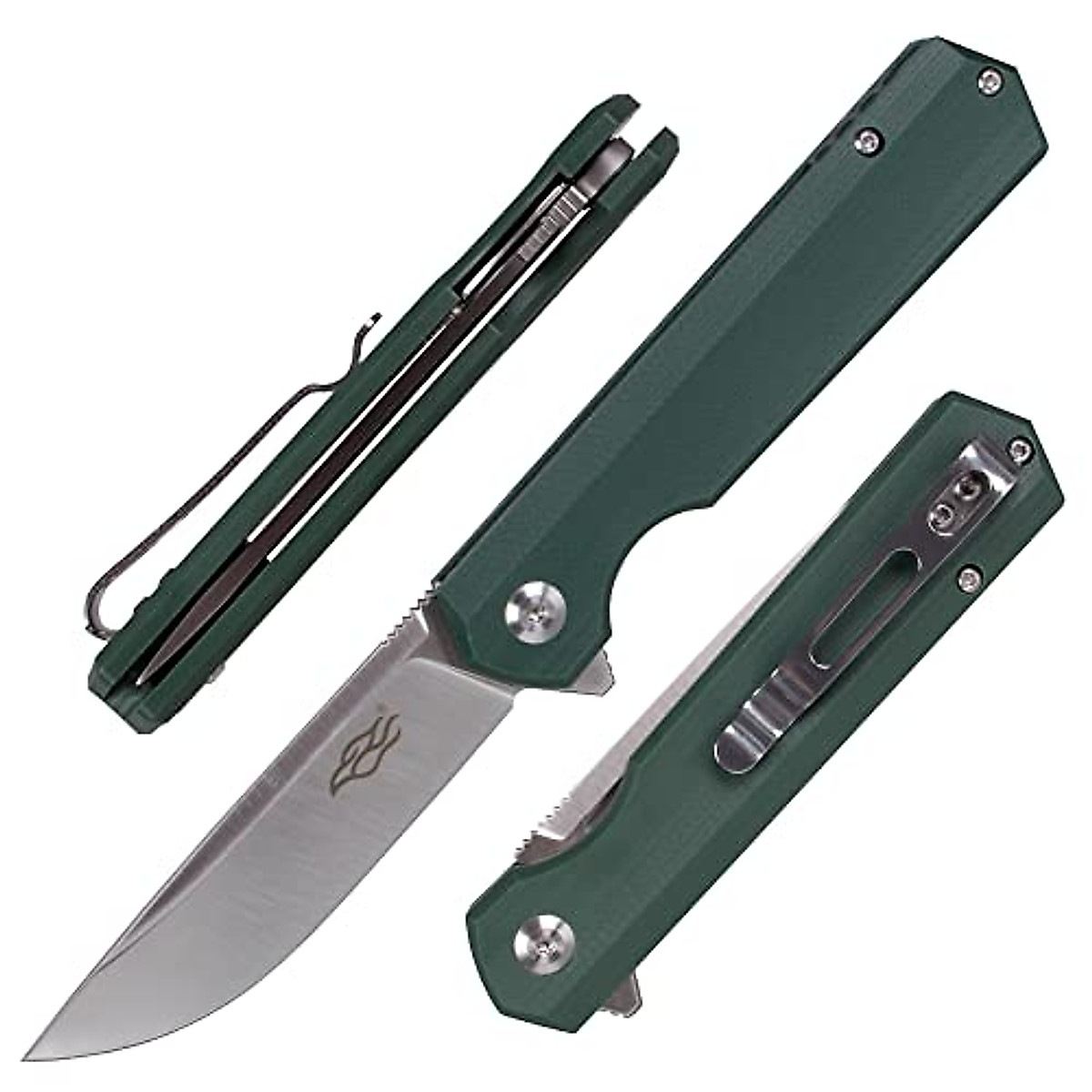 Firebird GANZO FH11 Top Pocket Folding Knife D2 Steel Blade Anti-slip G10 Handle with Clip Hunting Gear Fishing Camping Outdoor Folder EDC Pocket Knife (Green)