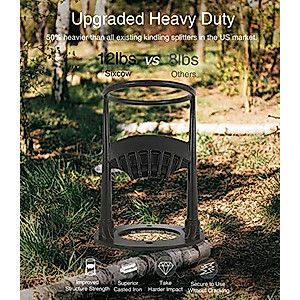 2023 Upgrade Heavy Duty 12lb Kindling Cracker, Firewood Splitter Wedge, Cast Iron Splitting Wedge, No Sharp Edge Wood Splitter, Manual Log Splitter, Maul Kindling Splitter Cracker, 7.7'' x 12''