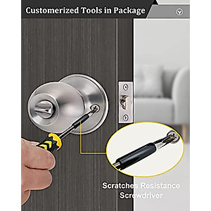All Keyed Same Entry Door Knob and Single Cylinder Deadbolt Combo Set, Satin Nickel Exterior Door Knobs with Lock and Keys for Entrance and Front Door