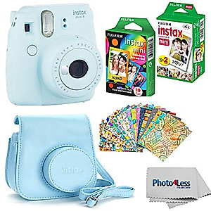 Fujifilm Instax Mini 9 Instant Film Camera (Ice Blue) - Fujifilm Instax Mini Instant Film, Twin Pack - Fujifilm Instax Mini Rainbow Film - Case for Fuji Mini Camera – Fuji Instax Accessory Bundle