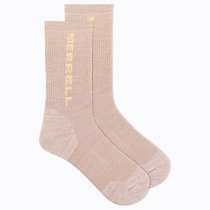 Merrell Zoned Cushioned Wool Hiking Socks-1 Pair Pack-Breathable Unisex Arch Support, Crew-Light Pink, S/M (Men's 5-8.5 / Women's 5-9.5)