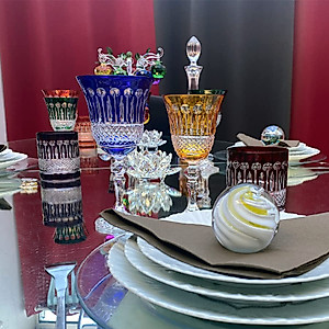 6 Red/White Wine Water Crystal Glasses - 6 Colors Assortments - Roemer Service Diamant (22cl) - Klein House - Company : Artisan du Cristal - Gift Set - Stamped : Klein 54120 Baccarat France