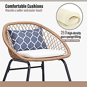 LAUSAINT HOME 3 Piece Patio Bistro Set, Outdoor Wicker Patio Furniture Sets with 2 Wide Chairs and Coffee Table, All-Weather Patio Conversation Set with Diamond Weave Design for Backyard, Balcony