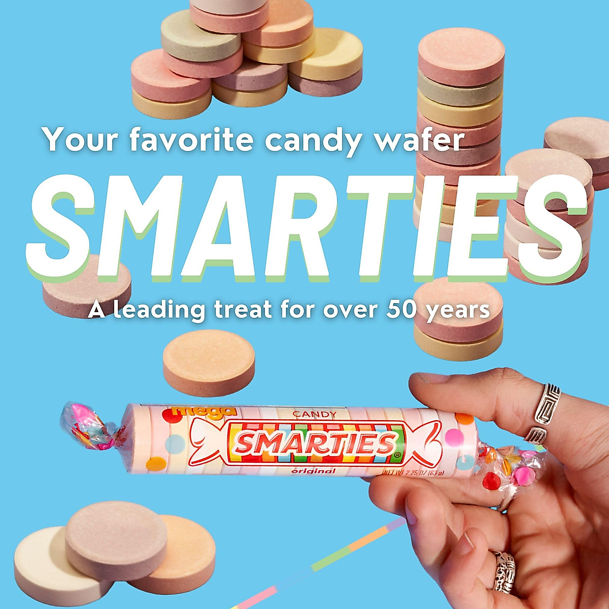 Smarties Double Lollies | Gluten Free, Peanut ,Fat Free Assorted Fruity Flavors, Low Calorie Perfect for Birthdays, Parties Made by US Candy Company Since 1949 - 1 Pound 55 Count Lollipops