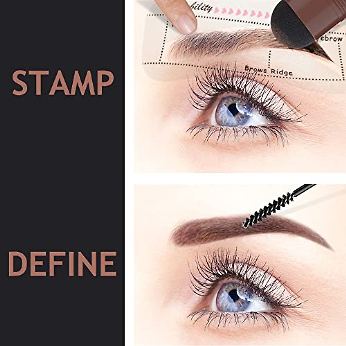 Eyebrow Stamp Stencil Kit, Waterproof Brow Definer Powder Stamp Long Lasting, Eyebrow Tattoo Stencils with Brush and Trimmer