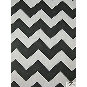 White/Black 1" Zig ZAG Chevron Poly Cotton Fabric 58"/59" Width Sold by The Yard (P219)