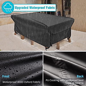 Velway Patio Table Cover Rectangle Waterproof Patio Furniture Cover for Outdoor Table and Chairs 84”Lx52”Wx29”H Oxford Dining Table Cover Tear-Resistant Wind Dust Proof Furniture Set Covers for Winter