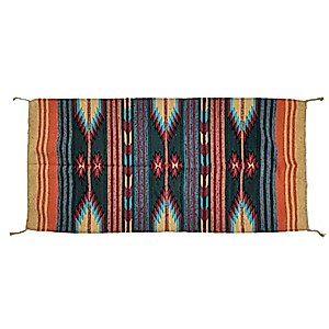 Onyx Arrow Southwest Area Rug, Pueblo Pattern, Green/Mustard, 32 x 64 Inches