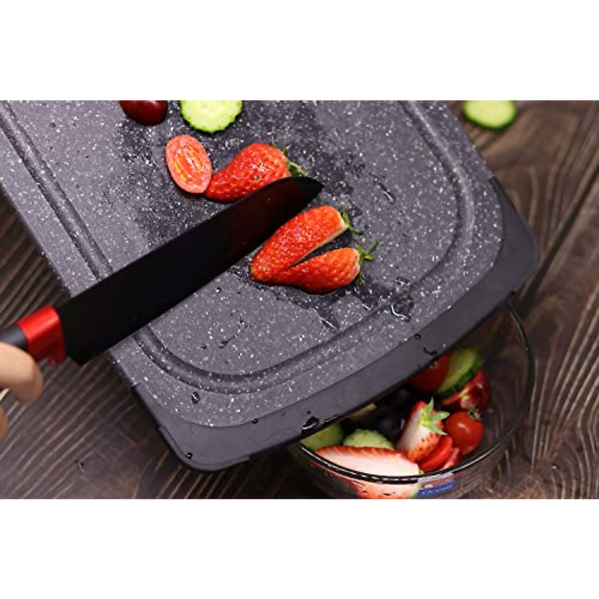 GRILLMATIC 2 in 1 Cutting Board, Meat Defroster, Juice Grooves, Easy-Grip, Plastic, Defrosting Tray Large, Eco Friendly, No Electricity, Thaw, Chopping Board, Non-Porous