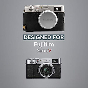 MegaGear MG1894 Ever Ready Genuine Leather Camera Half Case Compatible with Fujifilm X100V - Black