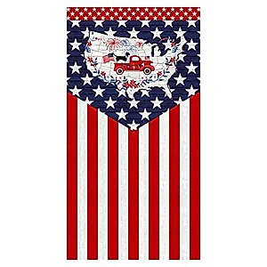 Truckin' In The USA 24'' Flag Panel Multi Patriotic Quilt Fabric, By The Yard