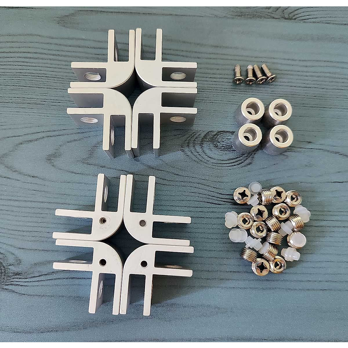 DIY Glass Flame Wind Guard Kit, 8pcs Flame Wind Fire Pit Flame Guard Parts Glass Corner Hardware Connector for Thickness 5/16 inch Glass Aluminum Alloy Non-Slip Bases for Square Glass Wind Guard