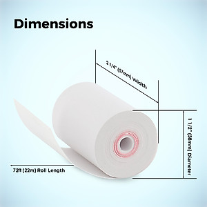 ReceiptPaperPro 2 1/4” x 72 ft Coreless Thermal Paper Receipt Rolls for Poynt C Smart Terminal V3.0, 25 Rolls/Case