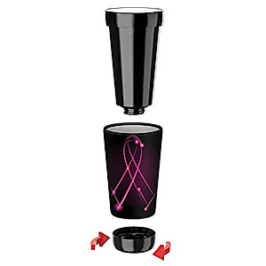 Mugzie 16 Ounce Travel Mug - Drink Cup with Removable Insulated Wetsuit Cover - Breast Cancer Awareness