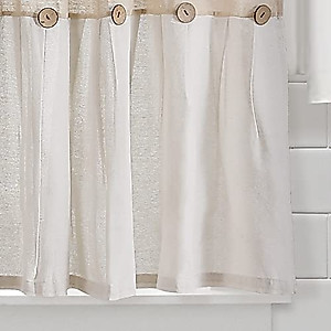 Lush Decor Linen Button Farmhouse Kitchen Tier Window Curtains, 29"L x 24"W, Linen