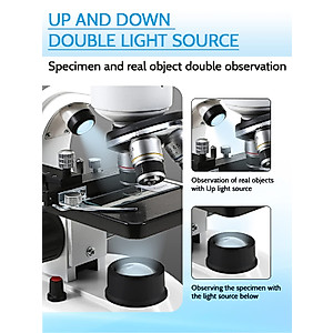 Crspexil Compound Binocular Microscopes 40X-2000X with Microscope Prepared Slides 30p,for Kids Students Adults, Microscope Accessories, Wire Camera Shutter, for School Laboratory Home Education