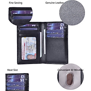 YUHAN PRETTY Slim Thin ID/Credit Card Holder Leather Bifold Front Pocket Wallet RFID Blocking (Black)