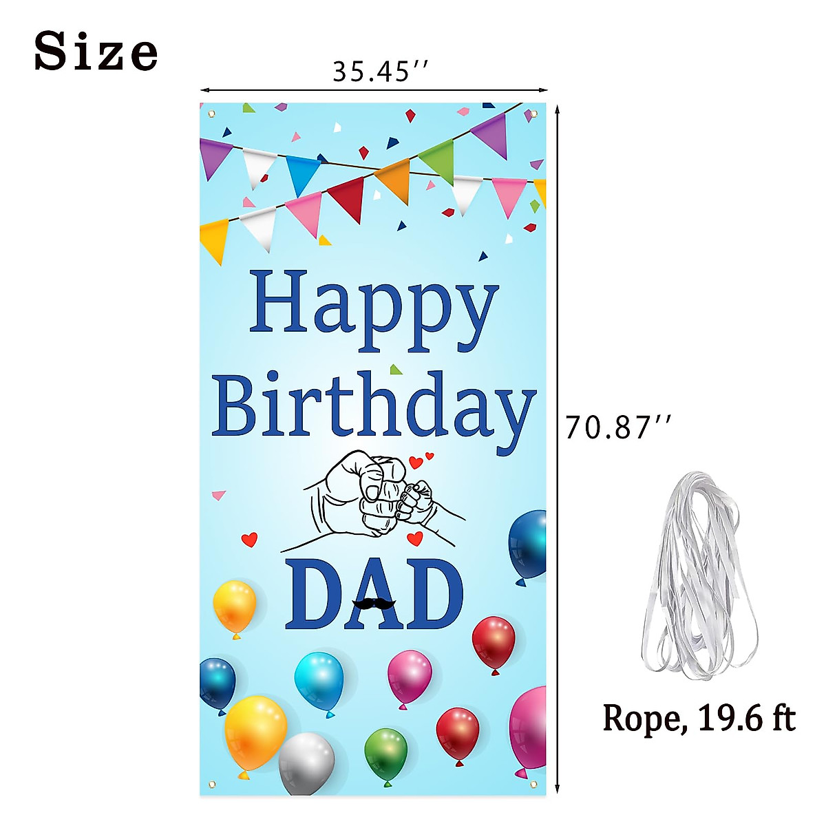 Labakita Blue Happy Birthday Dad Door Banner, Men's Birthday Decorations, Father Birthday Party Banner, Happy Birthday Banner for Men